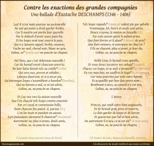 Grandes compagnies et Routiers, ballade d'Eustache Deschamps